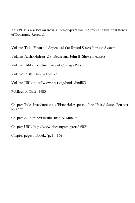 (PDF) Introduction to "Financial Aspects of the United States Pension ...