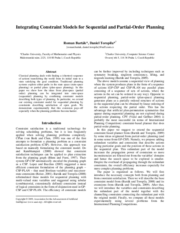(PDF) Integrating Constraint Models for Sequential and Partial-Order ... (PDF) Integrating Constraint Models for Sequential and Partial-Order ...