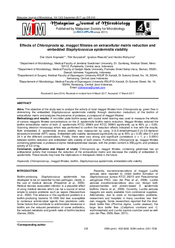 (PDF) Maggot excretions/secretions are differentially effective against ...