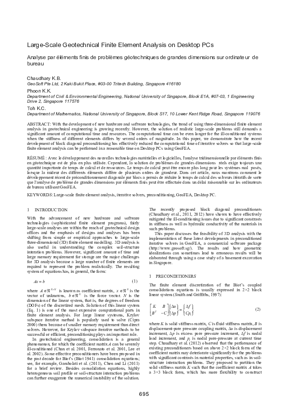 Pdf Large Scale Geotechnical Finite Element Analysis On Desktop Pcs
