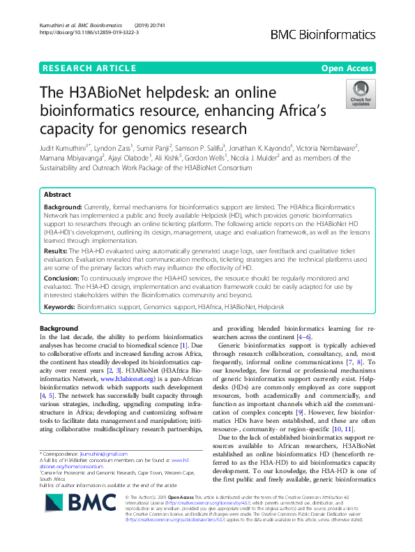 (PDF) The H3ABioNet helpdesk: an online bioinformatics resource, enhancing Africa’s capacity for ...