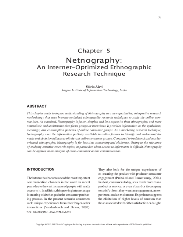 (PDF) Netnography: An Internet-Optimized Ethnographic Research Technique