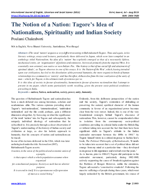 (PDF) The Notion of a Nation: Tagore’s Idea of Nationalism ...