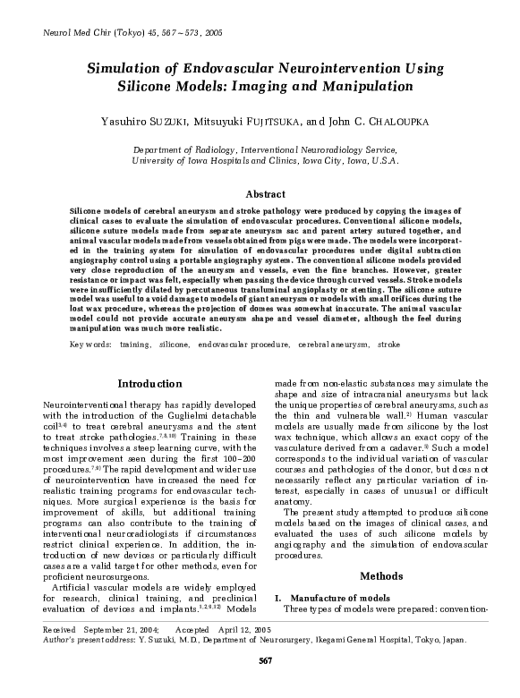 (PDF) Endovascular Simulation with Silicone Models