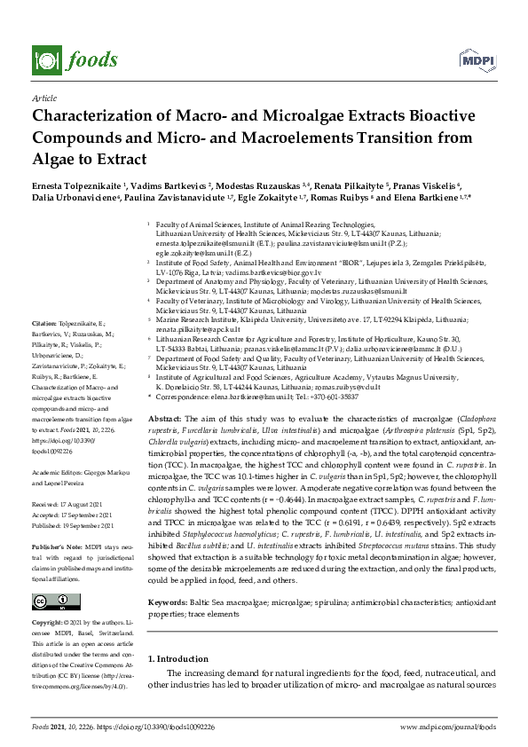 (PDF) Characterization of Macro- and Microalgae Extracts Bioactive Compounds and Micro- and ...