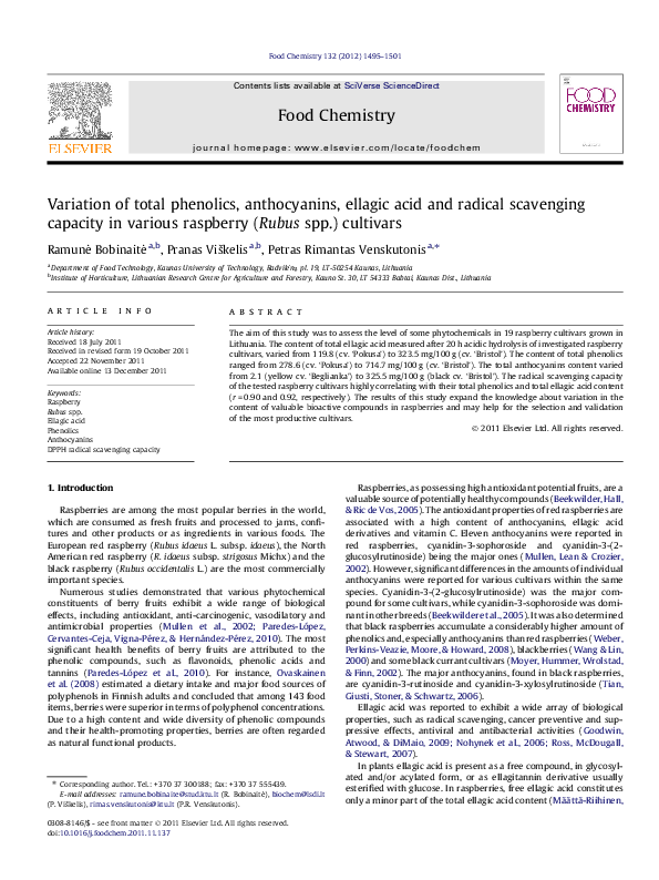 (PDF) Variation of total phenolics, anthocyanins, ellagic acid and radical scavenging capacity ...