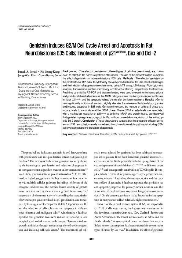 (PDF) Genistein Induces G2/M Cell Cycle Arrest and Apoptosis in Rat ...
