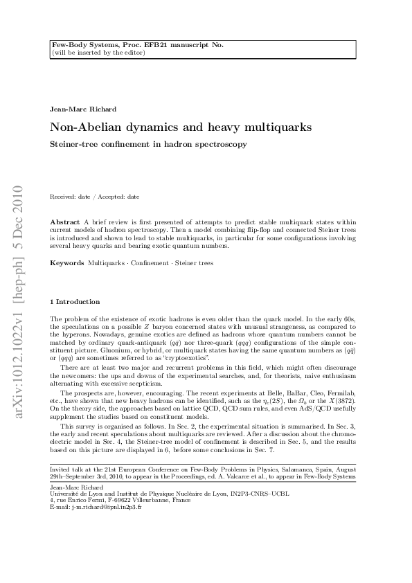 (PDF) Non-Abelian Dynamics and Heavy Multiquarks