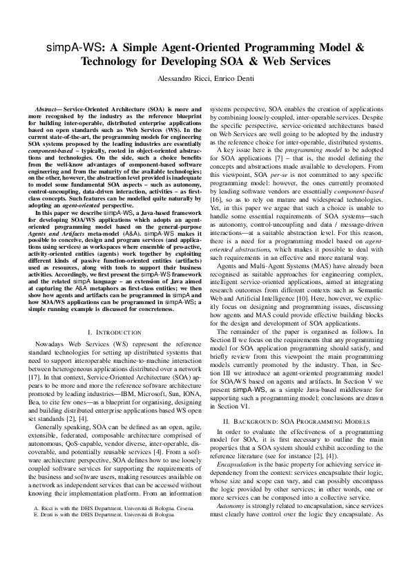 (PDF) simpA-WS: A Simple Agent-Oriented Programming Model & Technology for Developing SOA & Web ...