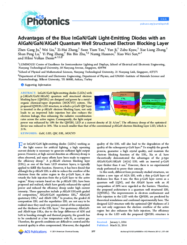 (PDF) Advantages of the Blue InGaN/GaN Light-Emitting Diodes with an AlGaN/GaN/AlGaN Quantum ...