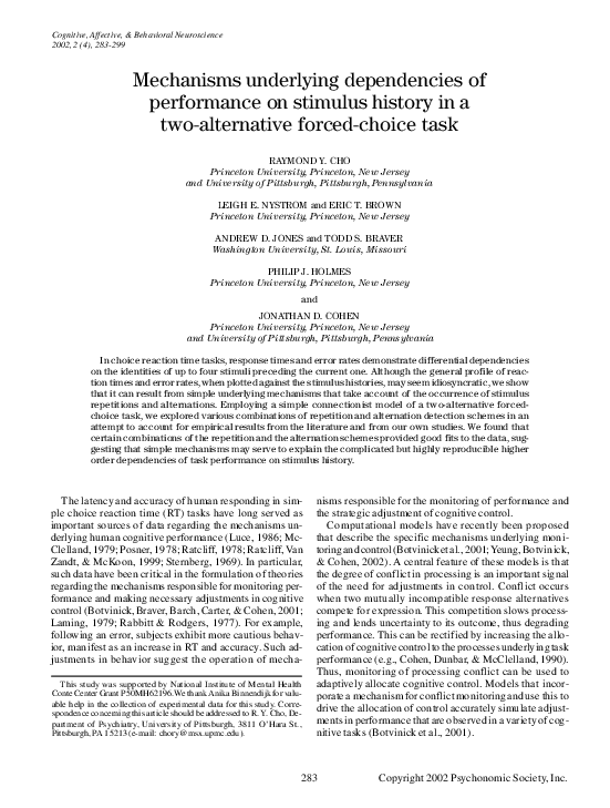 (PDF) Mechanisms underlying dependencies of performance on stimulus ...
