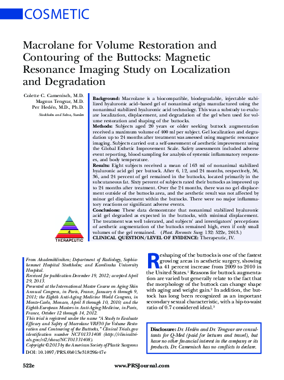 (PDF) Macrolane for Volume Restoration and Contouring of the Buttocks