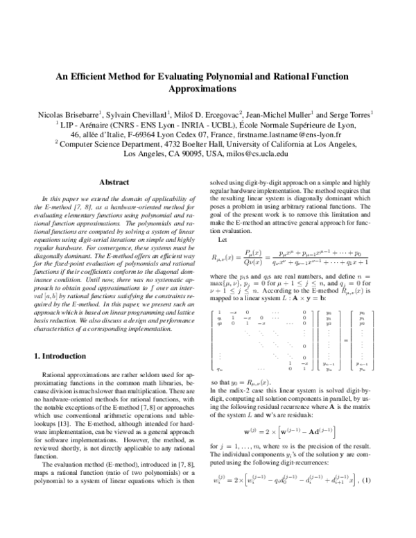 Pdf An Efficient Method For Evaluating Polynomial And Rational