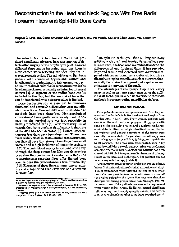 (PDF) Radial Forearm Flaps for Head and Neck Repair