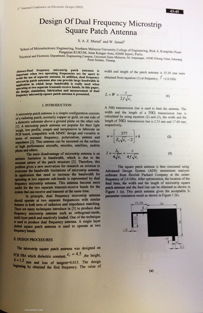 (PDF) Design of Dual Frequency Microstrip Square Patch Antenna