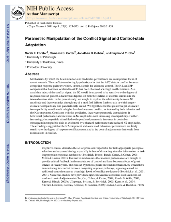 (PDF) Parametric Manipulation of the Conflict Signal and Control-state ...