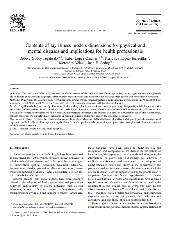 (PDF) Contents of lay illness models dimensions for physical and mental ...