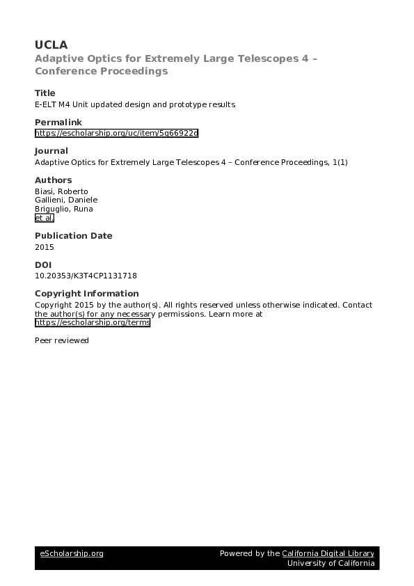(PDF) E-ELT M4 Unit updated design and prototype results