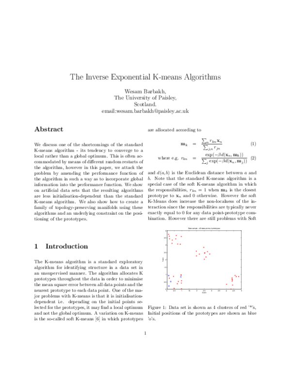 (PDF) The Inverse Exponential K-means Algorithms