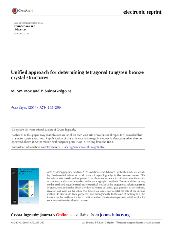 (PDF) Unified approach for determining tetragonal tungsten bronze ...