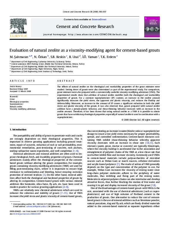 (PDF) Evaluation of natural zeolite as a viscosity-modifying agent for ...