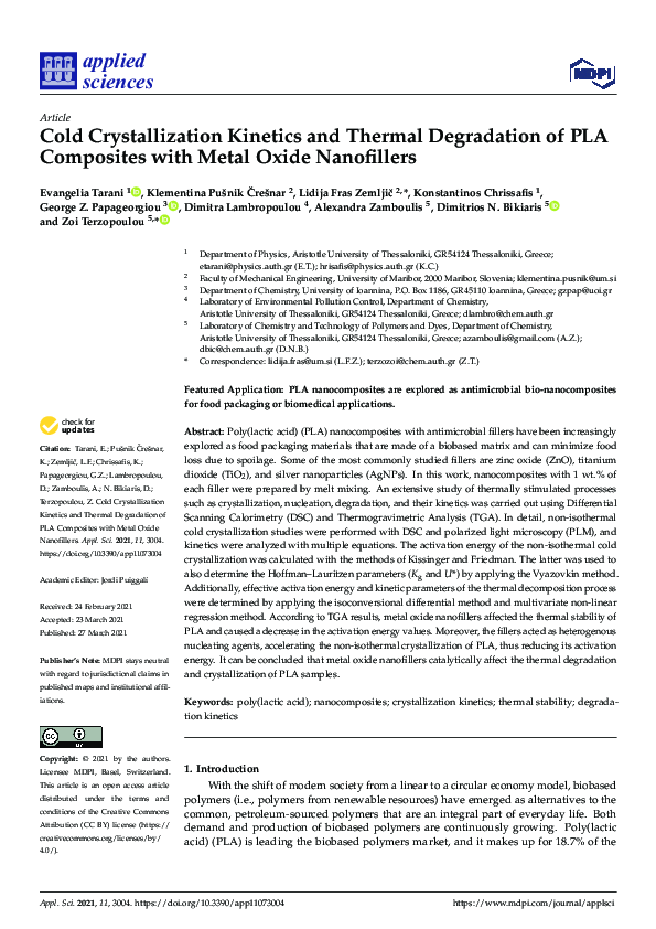 (PDF) Cold Crystallization Kinetics and Thermal Degradation of PLA ...