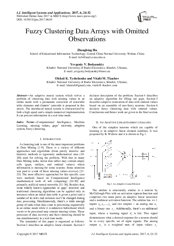 (PDF) Fuzzy Clustering Data Arrays with Omitted Observations