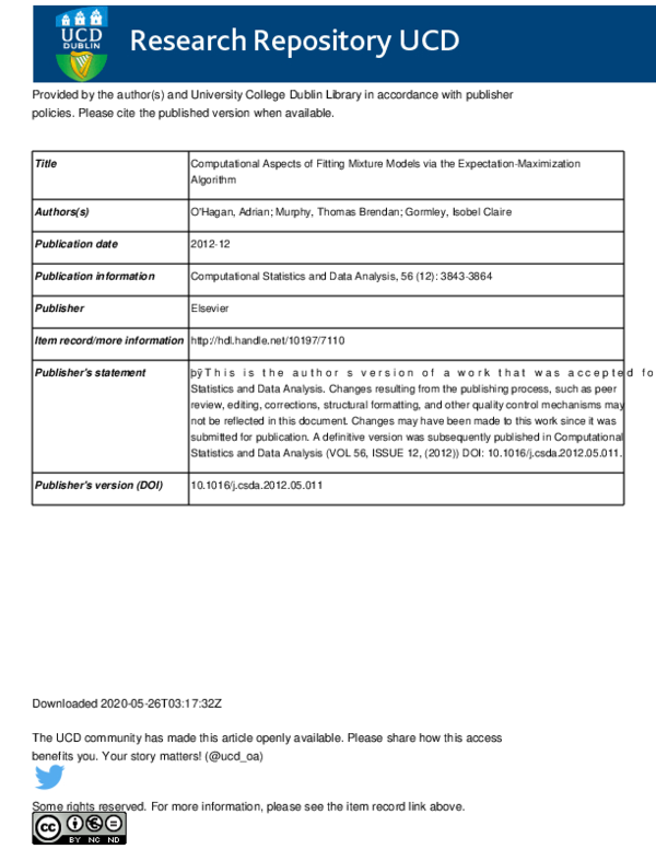 Pdf Computational Aspects Of Fitting Mixture Models Via The Expectation Maximization Algorithm