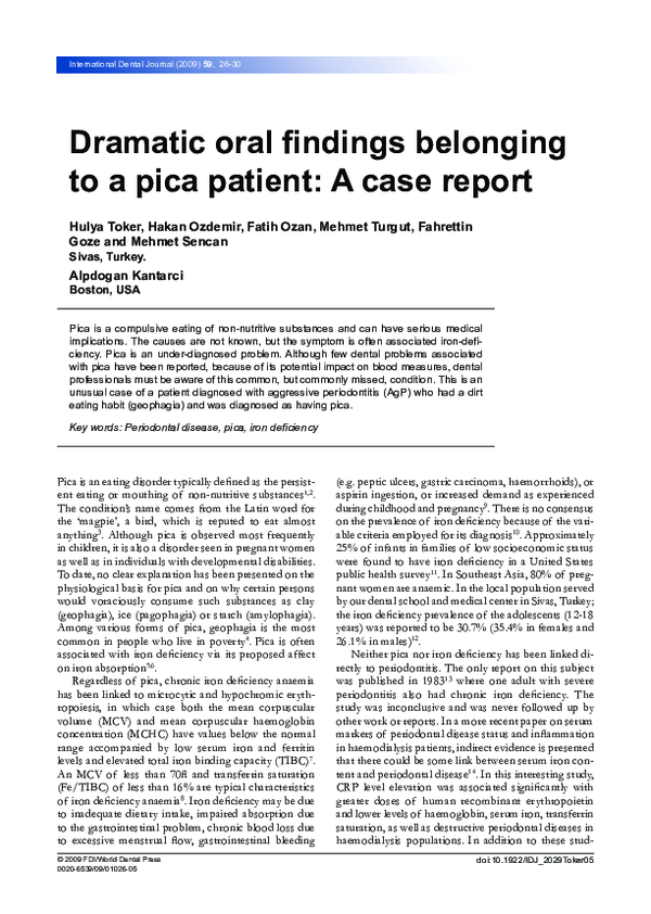 (PDF) Dramatic oral findings belonging to a pica patient: a case report