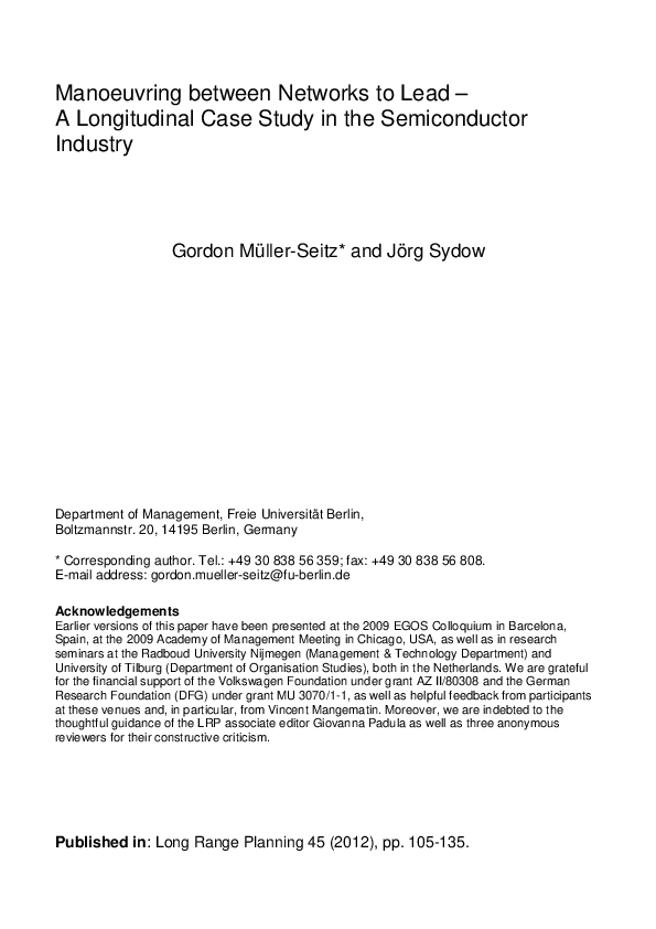 (PDF) Maneuvering between Networks to Lead – A Longitudinal Case Study ...