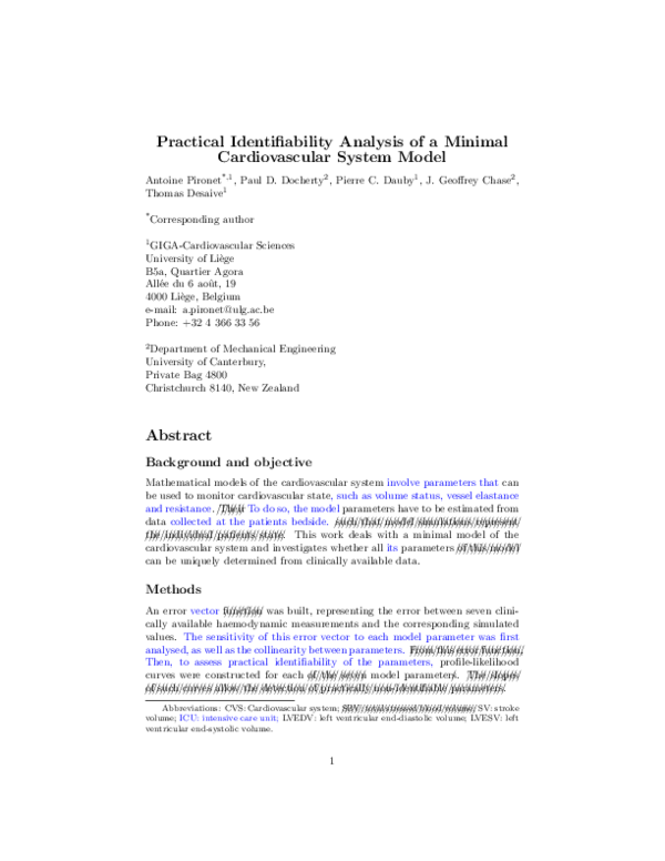 (PDF) Practical identifiability analysis of a minimal cardiovascular system model