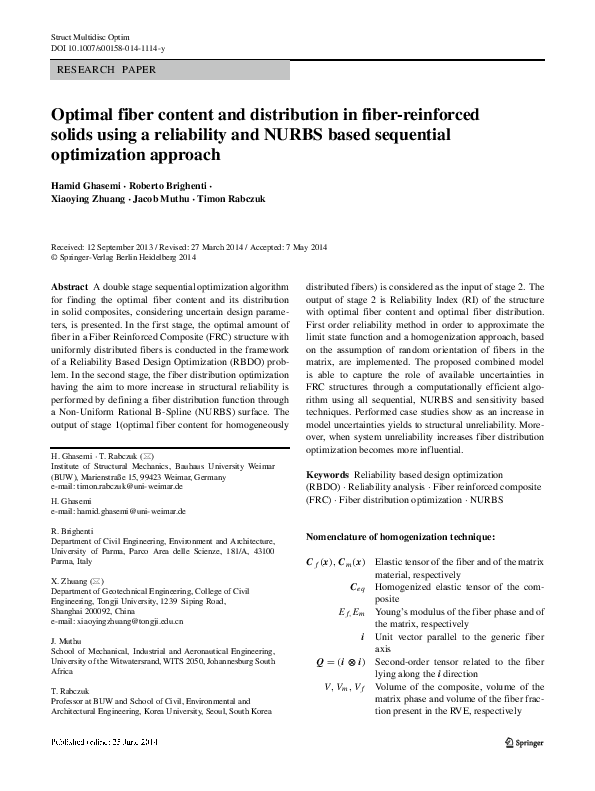 (PDF) Sequential reliability based optimization of fiber content and dispersion in fiber ...
