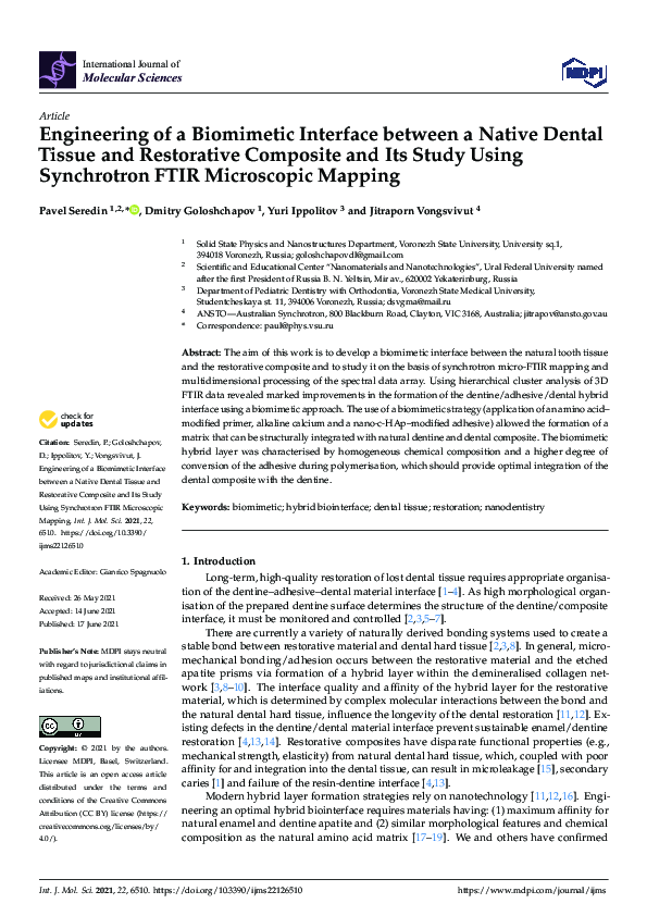 (PDF) Engineering of a Biomimetic Interface between a Native Dental Tissue and Restorative ...