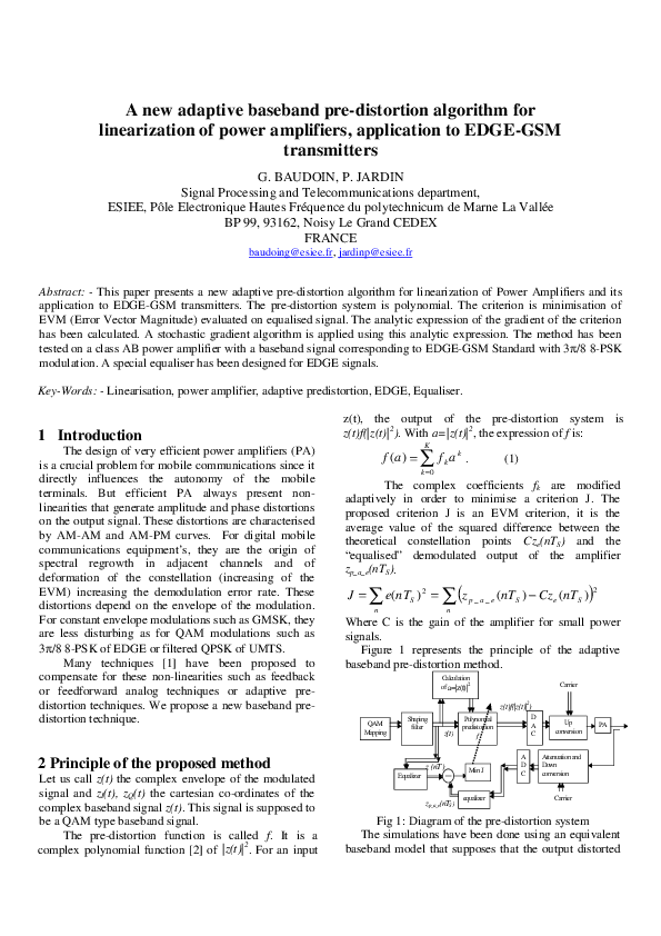 (PDF) A new adaptive baseband pre-distortion algorithm for ...