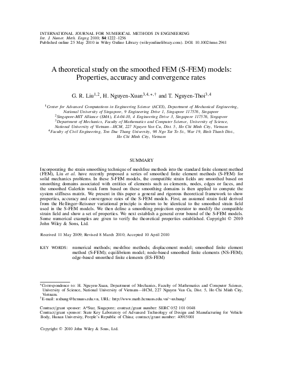 (PDF) A theoretical study on the smoothed FEM (S-FEM) models ...