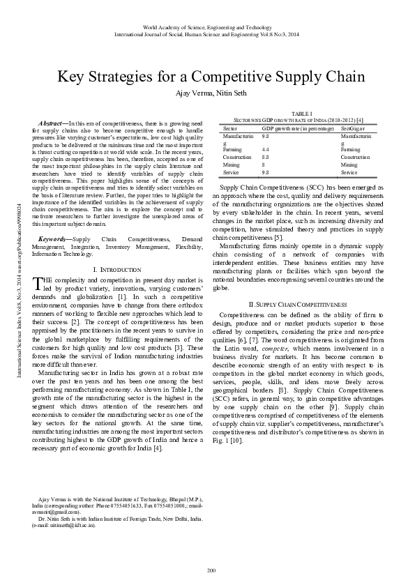 (PDF) Key Strategies for a Competitive Supply Chain