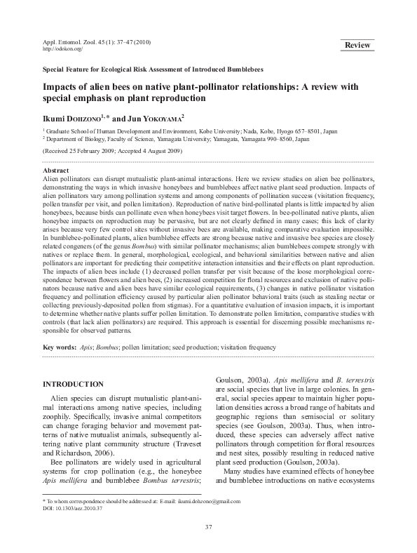 (PDF) Impacts of alien bees on native plant-pollinator relationships: A ...