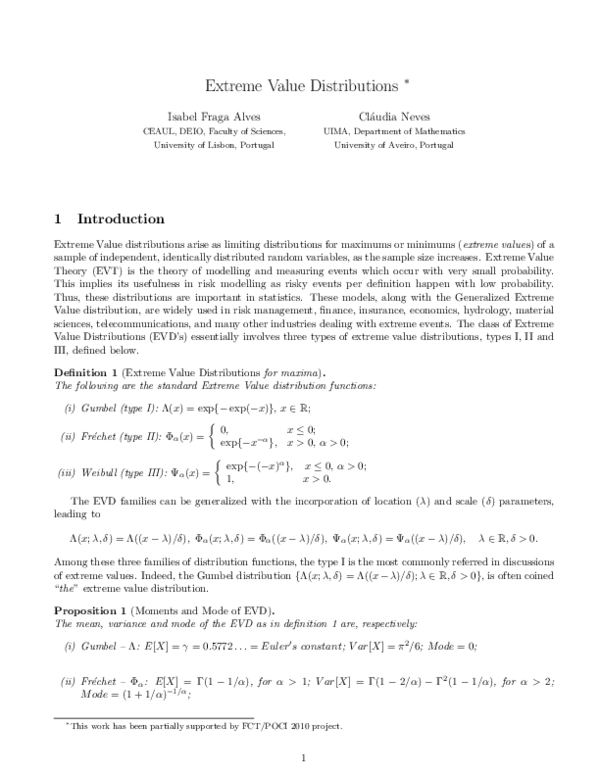 (PDF) Extreme Value Distributions