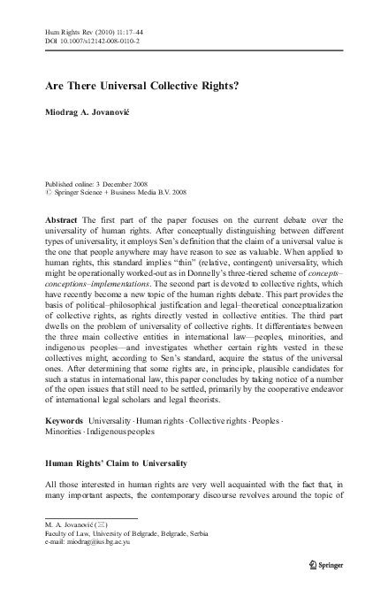 (PDF) Are There Universal Collective Rights?