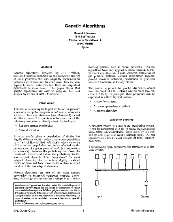 (PDF) Genetic algorithms