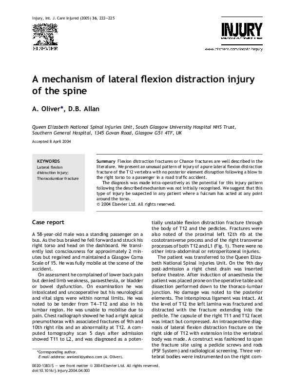 (PDF) A mechanism of lateral flexion distraction injury of the spine