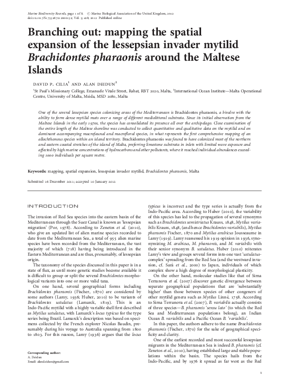 (PDF) Branching out: mapping the spatial expansion of the Lessepsian ...