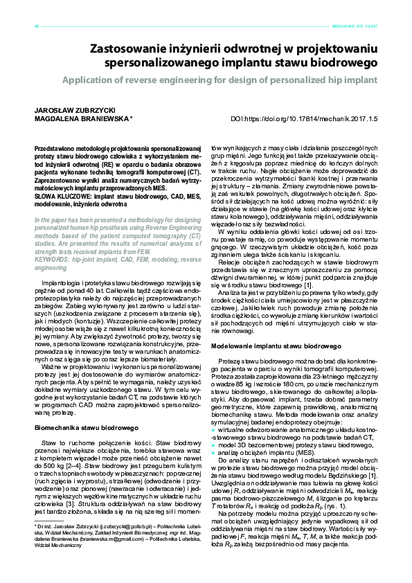 (PDF) Application of reverse engineering for design of personalized hip ...