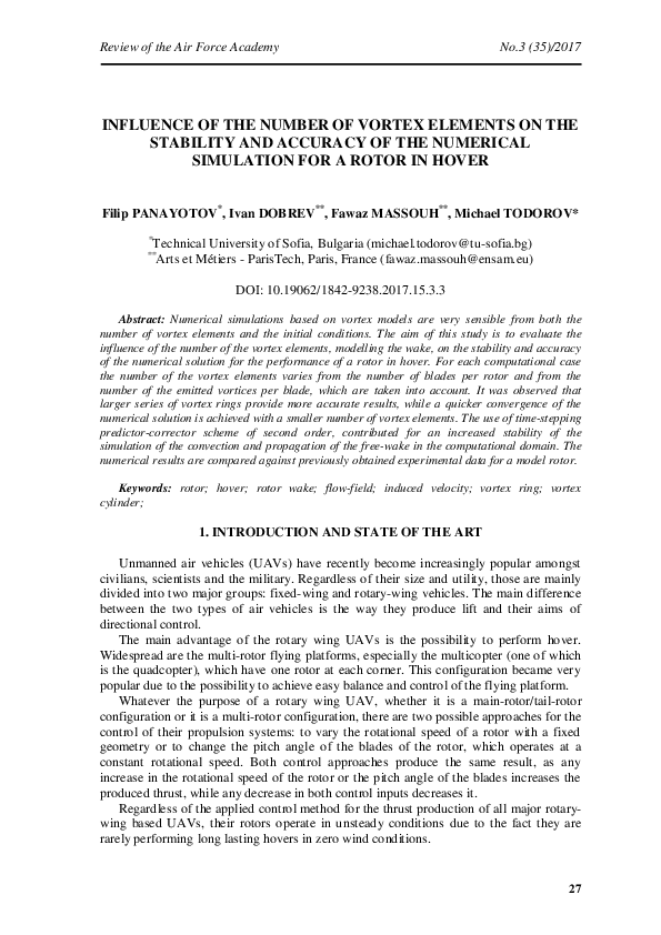 (PDF) Influence of the Number of Vortex Elements on the Stability and Accuracy of the Numerical ...