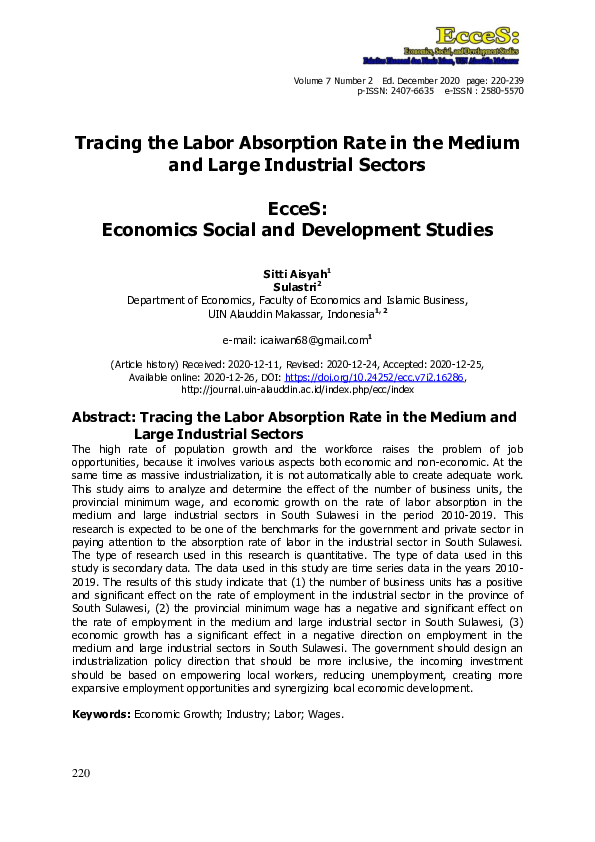 (PDF) Tracing the Labor Absorption Rate in the Medium and Large ...