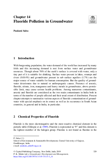 (PDF) Fluoride Pollution in Groundwater