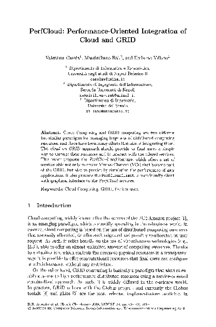 Pdf Perfcloud Performance Oriented Integration Of Cloud And Grid
