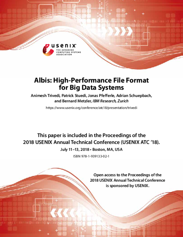 (PDF) Albis: High-Performance File Format for Big Data Systems
