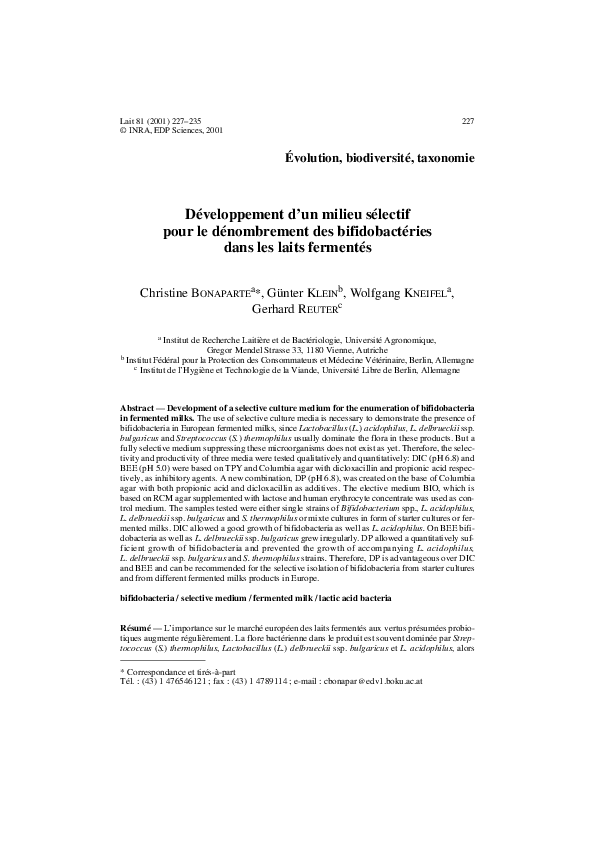 (PDF) D veloppement d'un milieu s lectif pour le d nombrement des ...