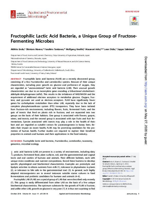 (PDF) Fructophilic Lactic Acid Bacteria, a Unique Group of Fructose ...